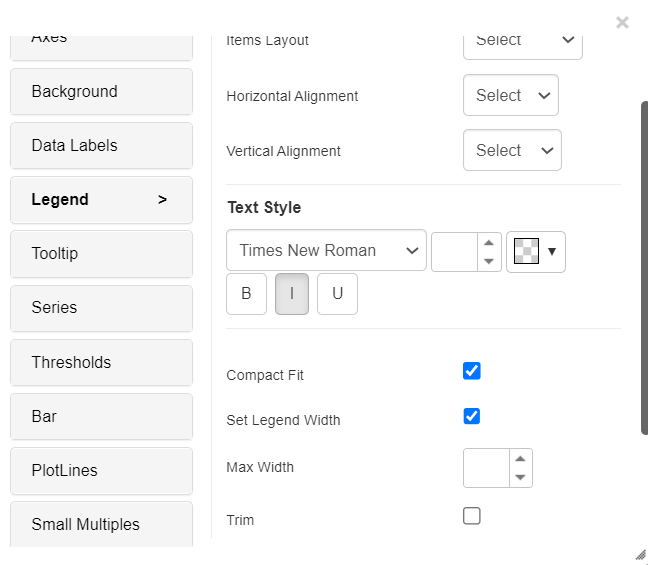 Legend | VitaraCharts - Custom visuals plugin for MicroStrategy - Documentation