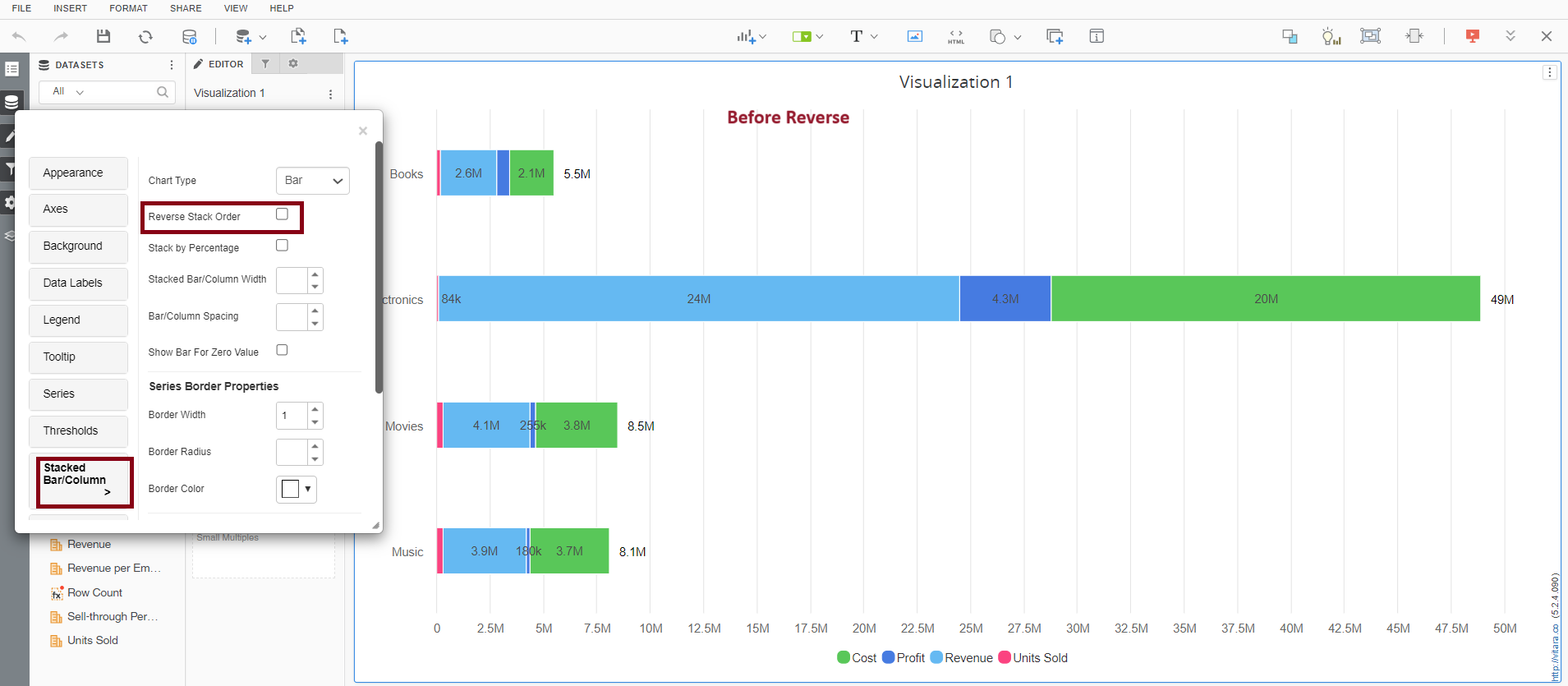 Stacked Column/Bar | VitaraCharts - Custom visuals plugin for ...