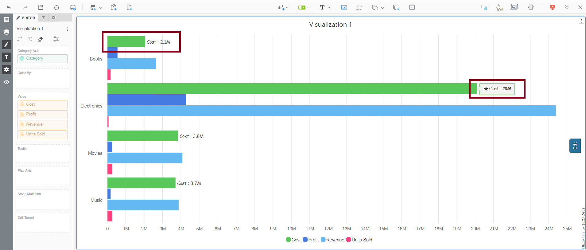 Stacked Column/Bar | VitaraCharts - Custom visuals plugin for MicroStrategy - Documentation