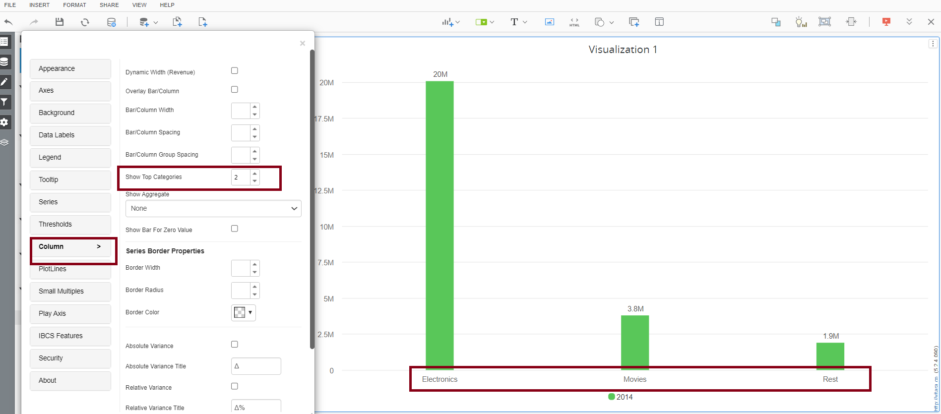 Bar/Column Chart | VitaraCharts - Custom visuals plugin for MicroStrategy - Documentation