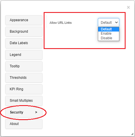 Allow/Block URLs | VitaraCharts - Custom visuals plugin for MicroStrategy - Documentation