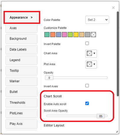 Auto Scroll | VitaraCharts - Custom visuals plugin for MicroStrategy - Documentation