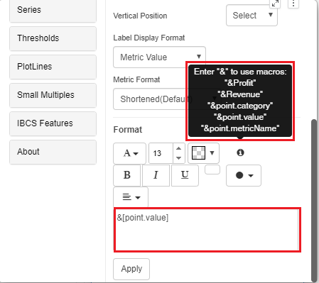 Data label customization | VitaraCharts - Custom visuals plugin for MicroStrategy - Documentation