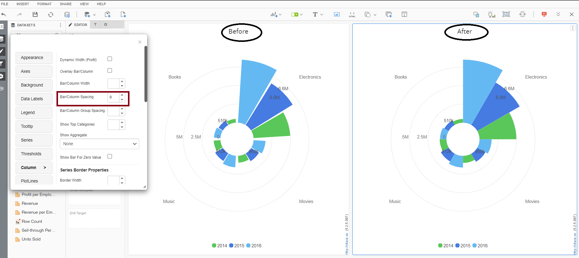 Bar/Column Chart | VitaraCharts - Custom visuals plugin for MicroStrategy - Documentation