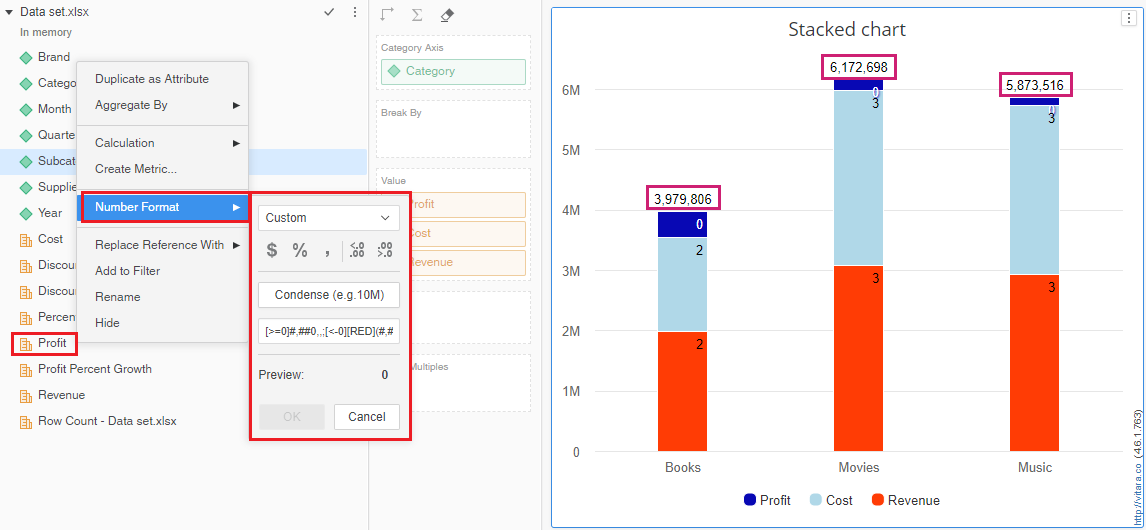 Stacked Column/Bar | VitaraCharts - Custom visuals plugin for ...
