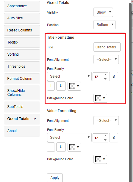 Grand Total | VitaraCharts - Custom visuals plugin for MicroStrategy - Documentation