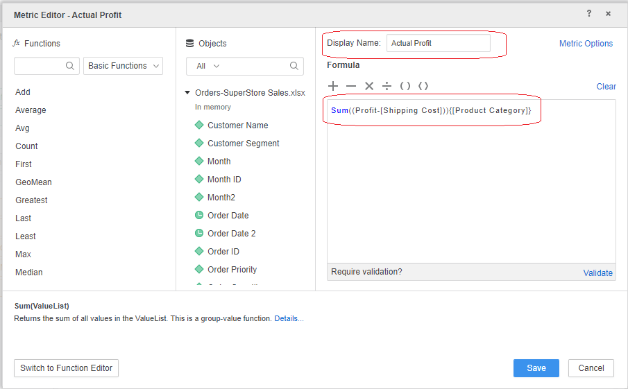 Value Aggregation | VitaraCharts - Custom visuals plugin for MicroStrategy - Documentation